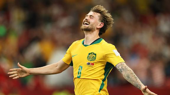 Metcalfe gives the Socceroos a 2-0 lead over Türkiye - ESPN Video