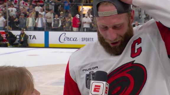 Jordan Staal reacts after winning his first Stanley Cup since 2009 ...