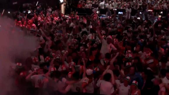 England fans in London celebrate Kane's penalty vs. Croatia - ESPN Video